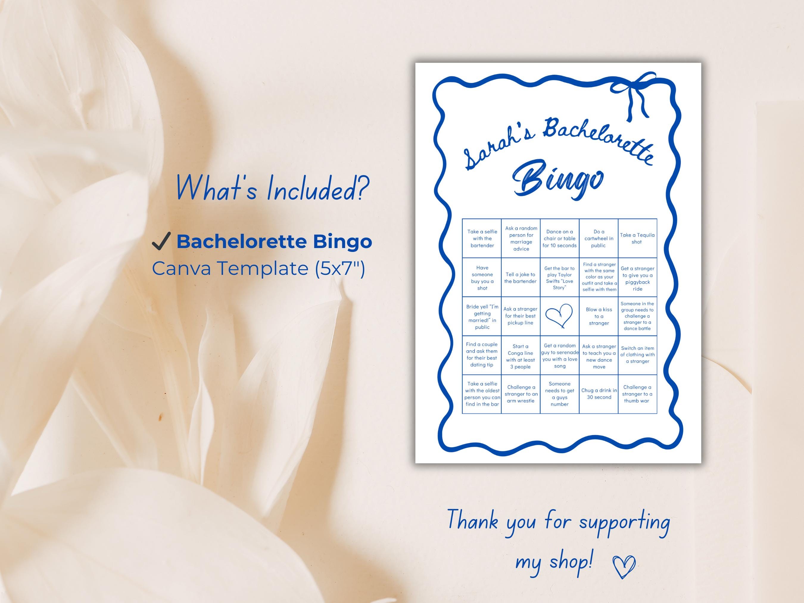 Bachelorette Bingo Game | Fun Hen Party & Pub Crawl Drinking Game ...