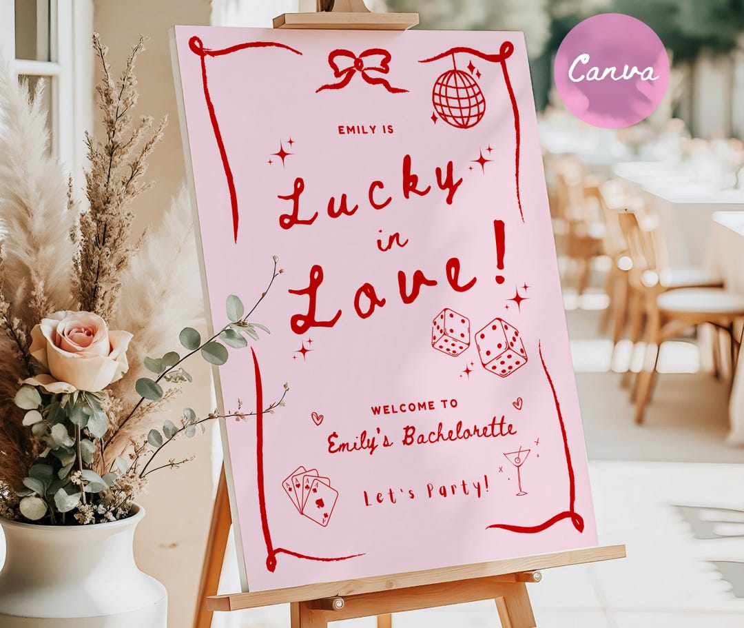 Lucky in Love Bachelorette Welcome Sign, Las Vegas Bach Sign, Fun ...