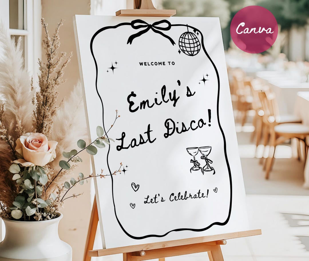 Last Disco Bachelorette Party Welcome Sign, Hen Party Bach Sign Mamma ...