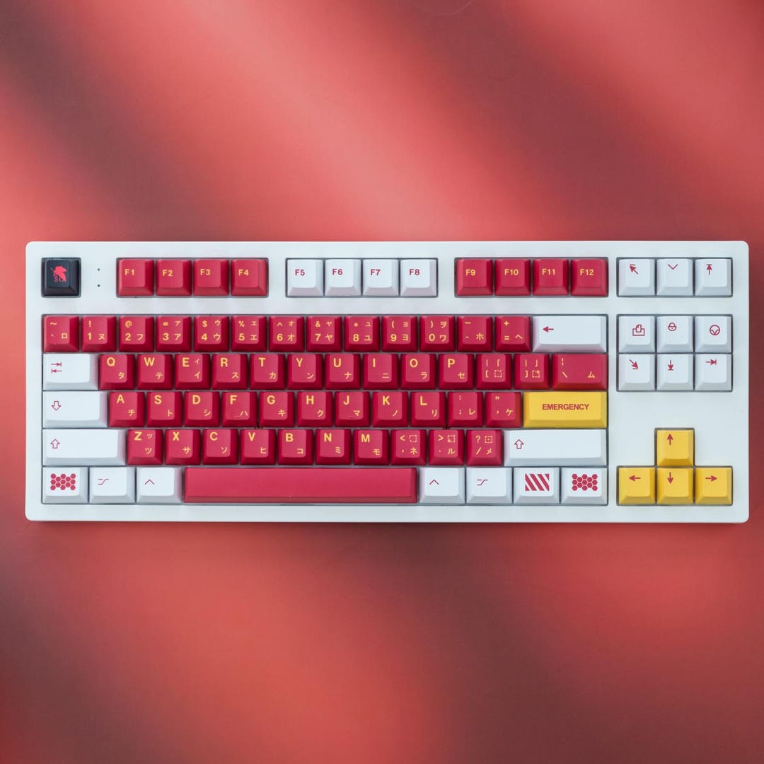 Japanese Anime EVA Unit-02 Keycap Set, 148 PBT Cherry Profile Keys, Red ...
