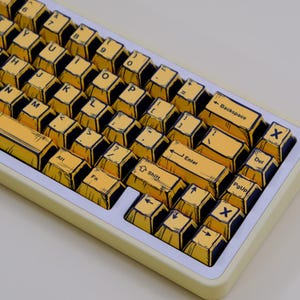 Comic Yellow Industrial Keycap Set, 148 PBT Cherry Profile, Hand-drawn ...