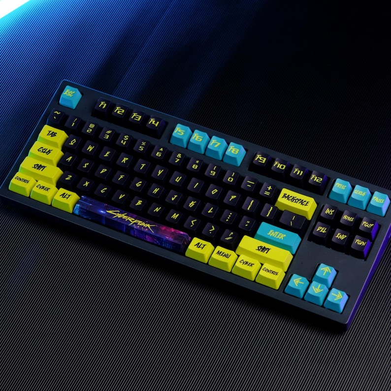 Cyberpunk 2077 Classic Keycaps, 148 Keys PBT OEM Profile, Neon ...