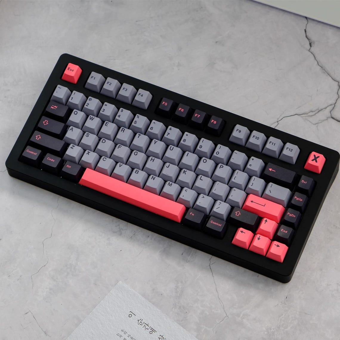 GMK 8008 Keycap Set, 127 Keys PBT Cherry Profile, Gray-pink Retro Style ...