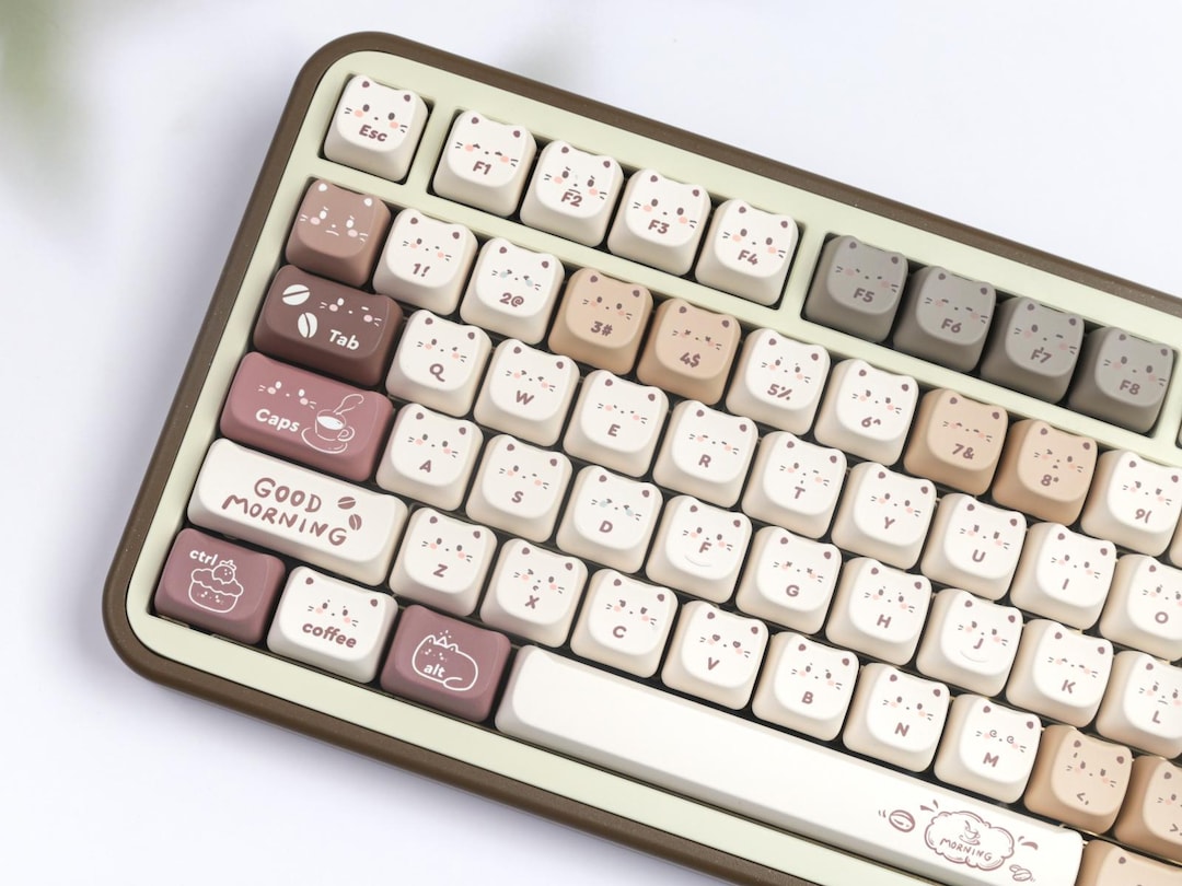 Coffee Cat Keycap Set – 140 Keys PBT MAO Profile, Cat-inspired Colorway ...
