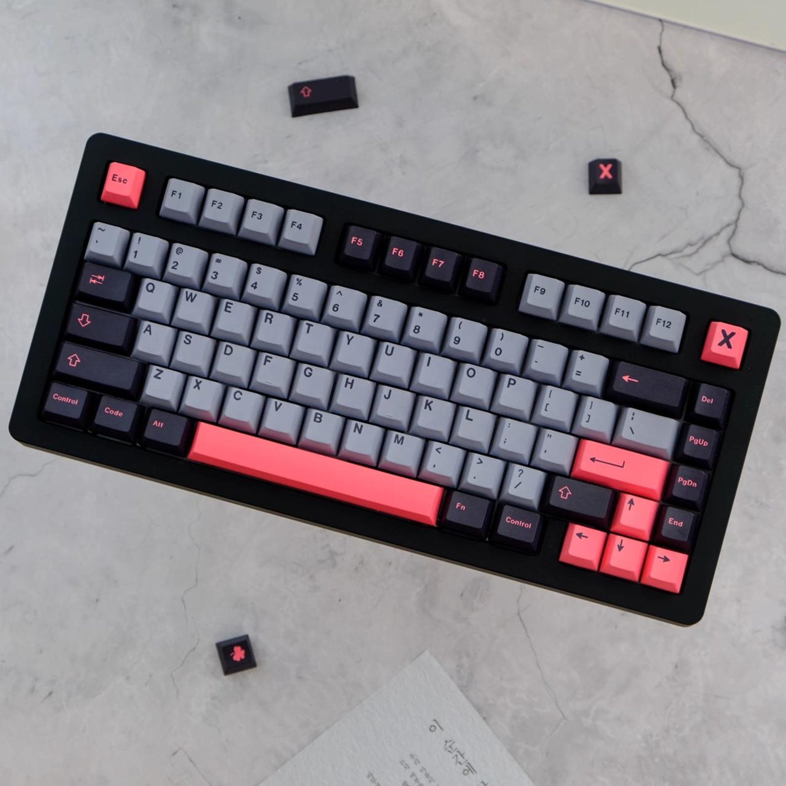 GMK 8008 Keycap Set, 127 Keys PBT Cherry Profile, Gray-pink Retro Style ...