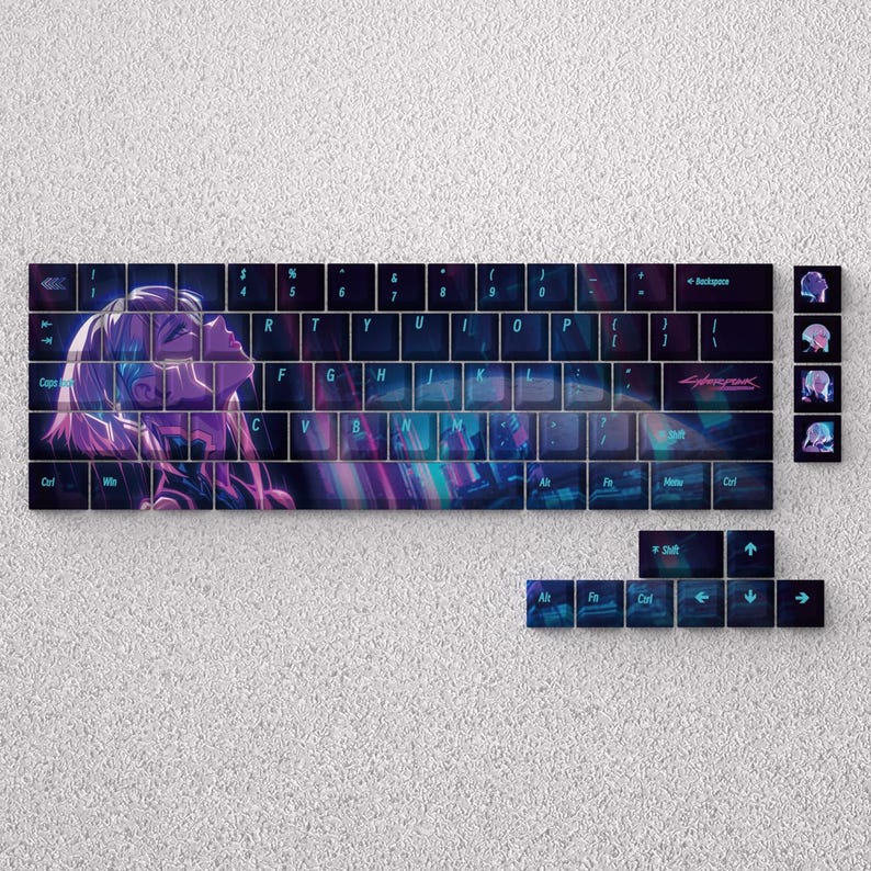 Cyberpunk Lucy Keycaps, Edgerunners Inspired, Minimalist 73-key Cherry ...