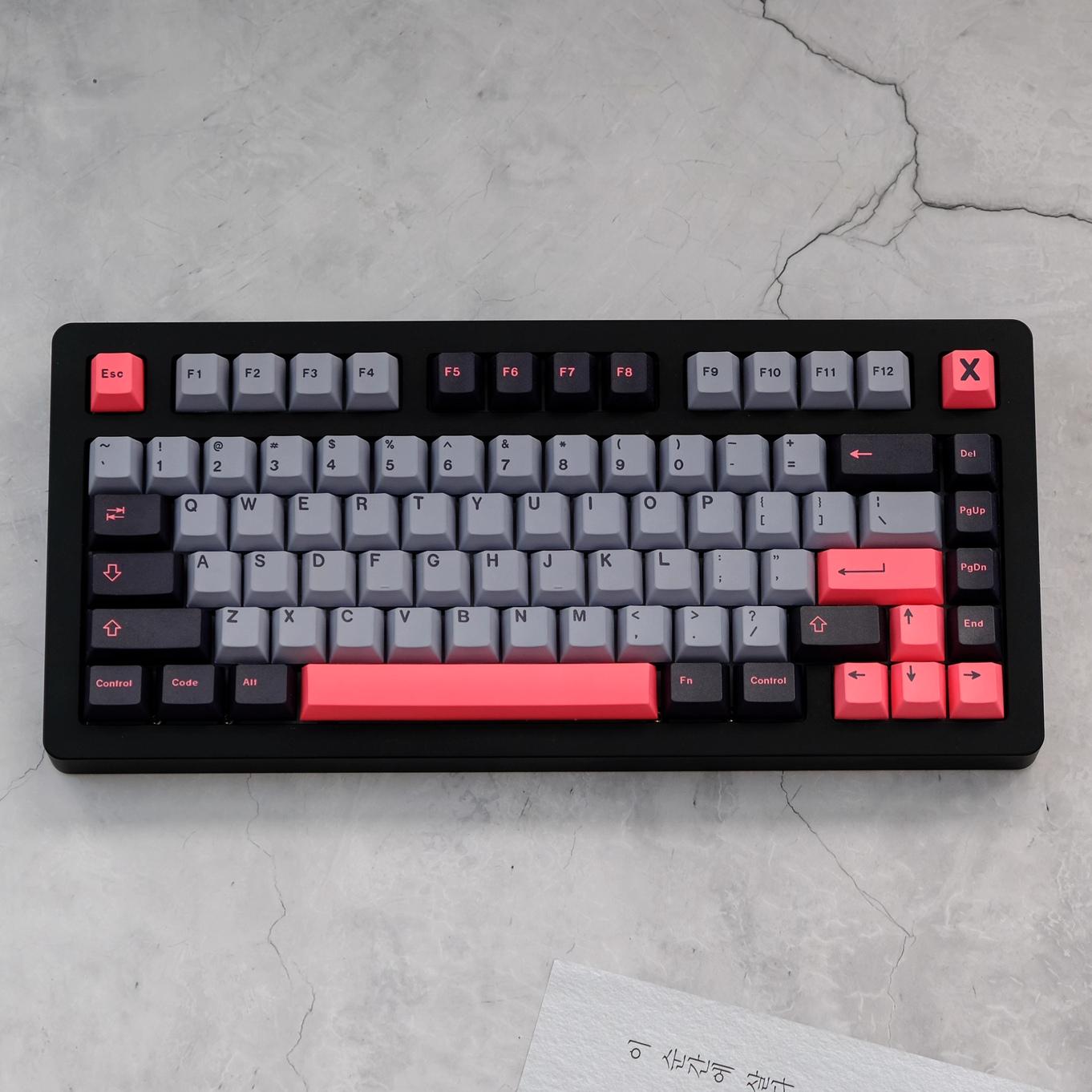 GMK 8008 Keycap Set, 127 Keys PBT Cherry Profile, Gray-pink Retro Style ...