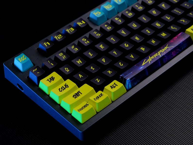 Cyberpunk 2077 Classic Keycaps, 148 Keys PBT OEM Profile, Neon ...