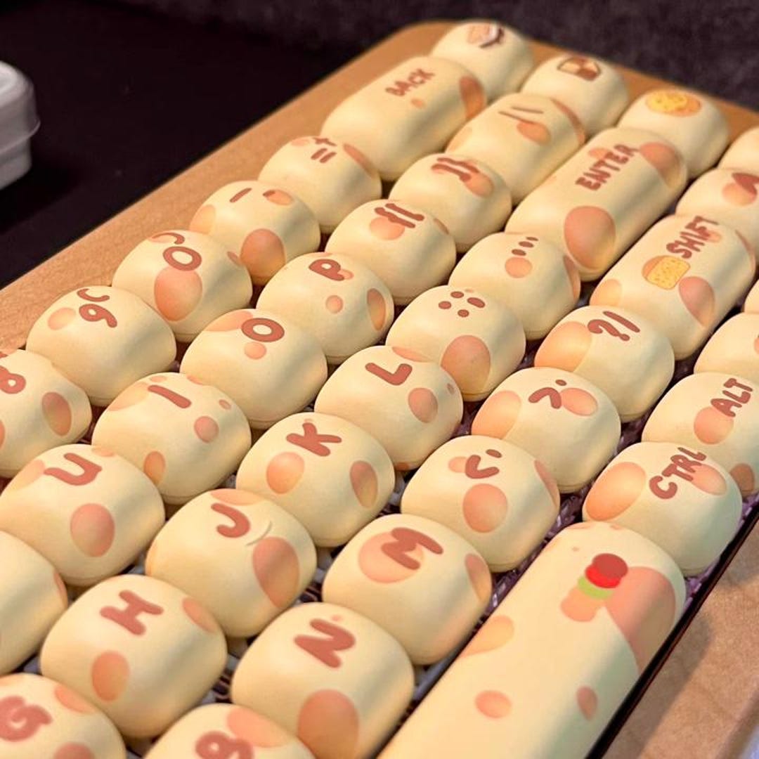 Cheese Bread Keycap Set, MOG 134 Keys PBT, Round Mechanical Keyboard ...