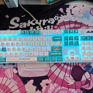 Hatsune Miku Japanese Anime Keycaps Set – 130-key Cherry Profile PBT ...
