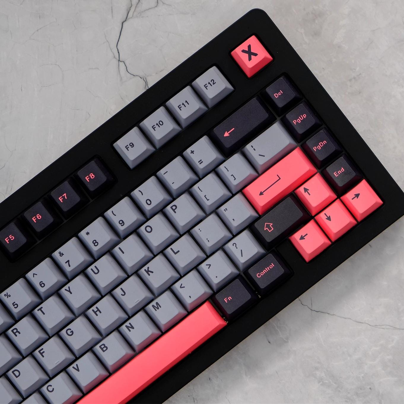 GMK 8008 Keycap Set, 127 Keys PBT Cherry Profile, Gray-pink Retro Style ...