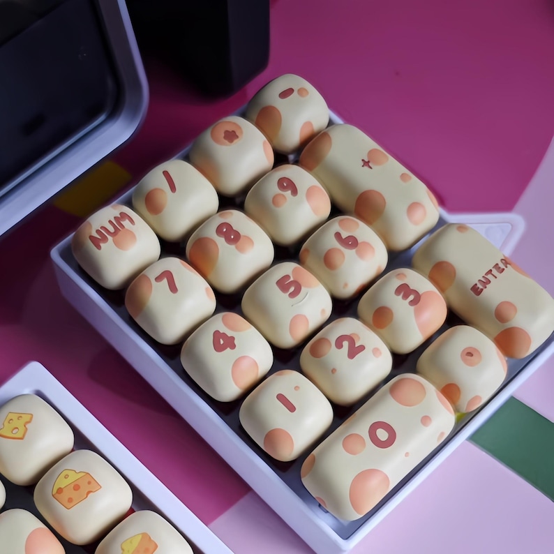 Cheese Bread Keycap Set, MOG 134 Keys PBT, Round Mechanical Keyboard ...