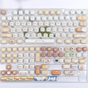Bread Cat Keycap Set, MOG 134 Keys PBT, Round Mechanical Keyboard ...