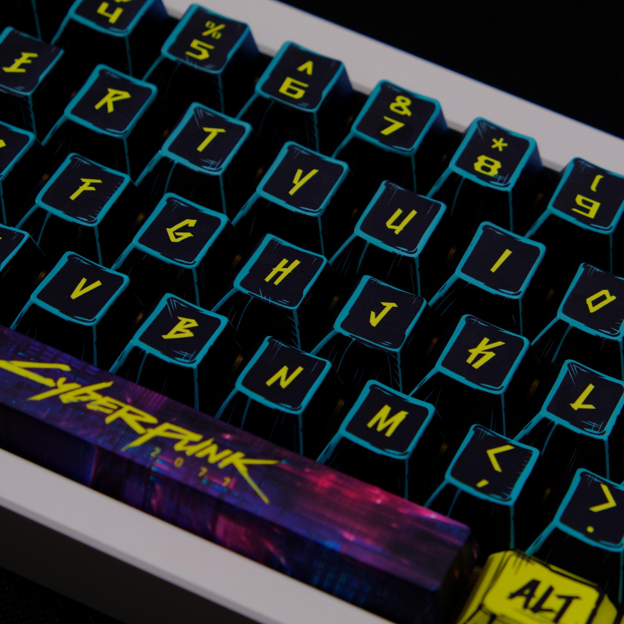 Cyberpunk Keycap Set, 148 Keys PBT Cherry Profile, 2077 Hand-drawn ...