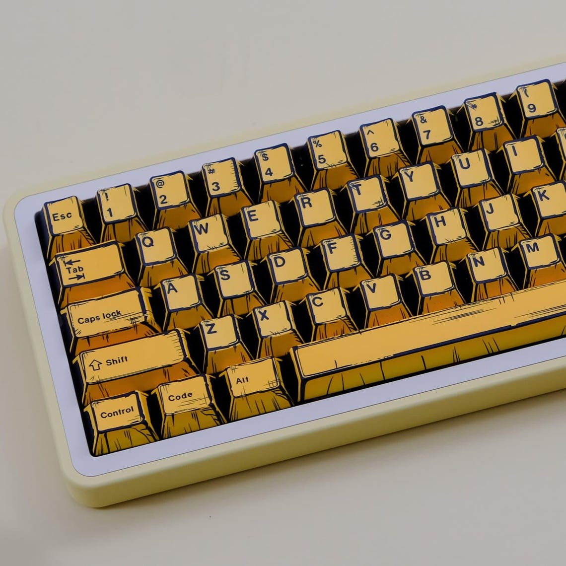 Comic Yellow Industrial Keycap Set, 148 PBT Cherry Profile, Hand-drawn ...