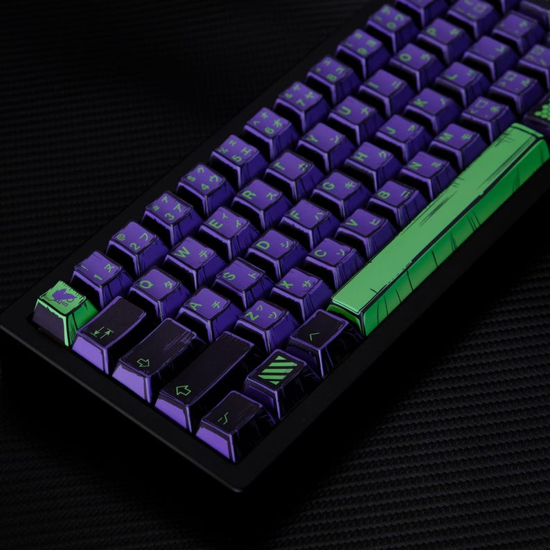 Japanese Anime EVA Unit-01 Keycap Set, 148 PBT Cherry Profile Keys ...