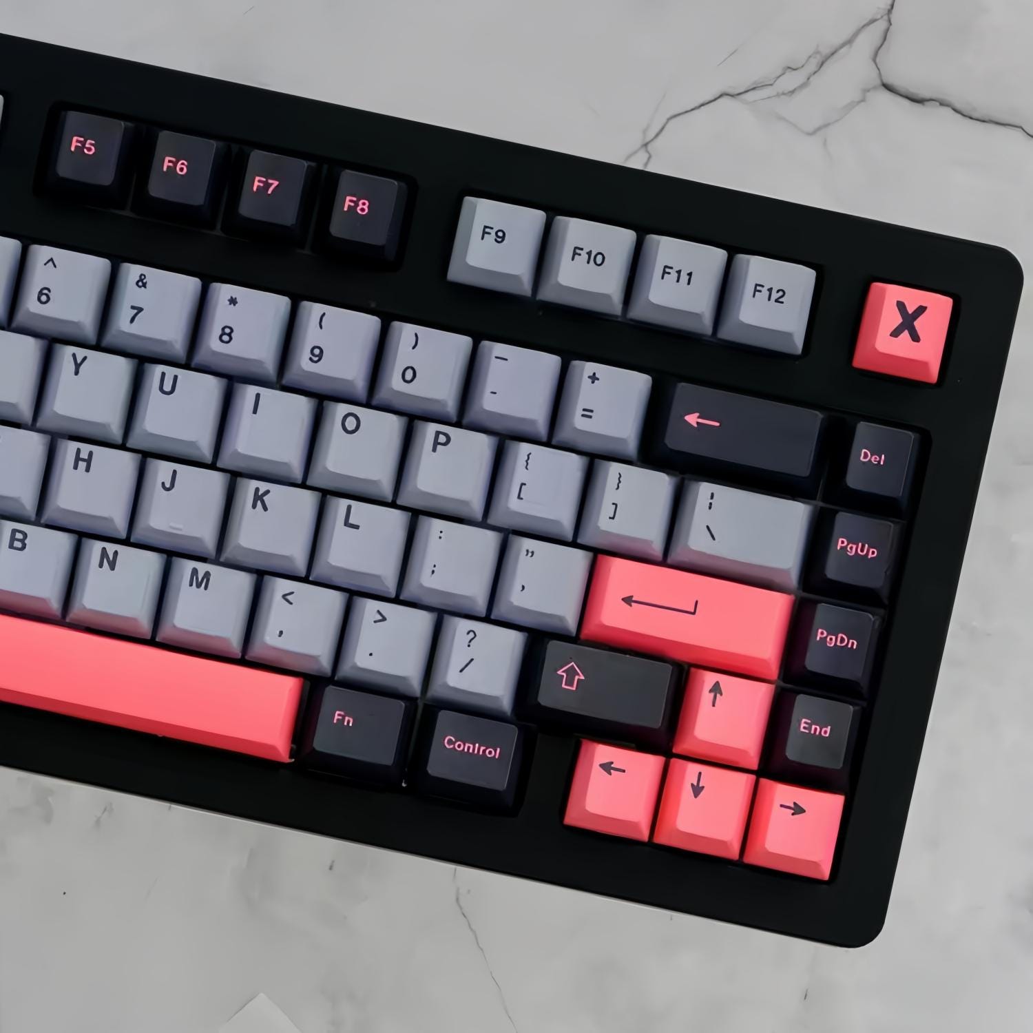 GMK 8008 Keycap Set, 127 Keys PBT Cherry Profile, Gray-pink Retro Style ...