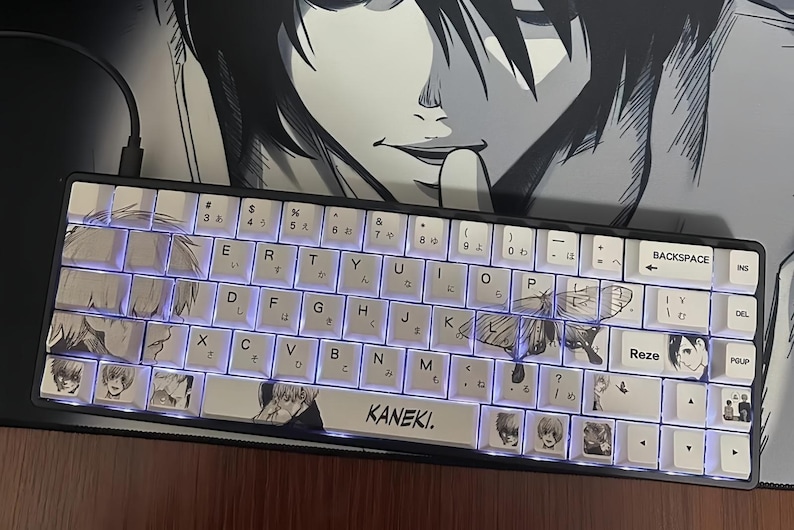 Tokyo Ghoul Anime Japanese Style Keycaps Set, Kaneki Ken Theme, One ...