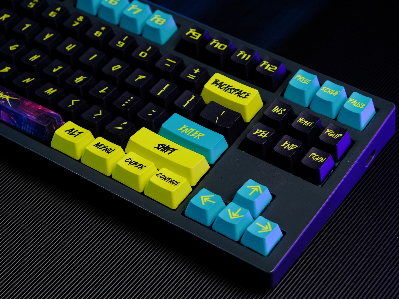 Cyberpunk 2077 Classic Keycaps, 148 Keys PBT OEM Profile, Neon ...