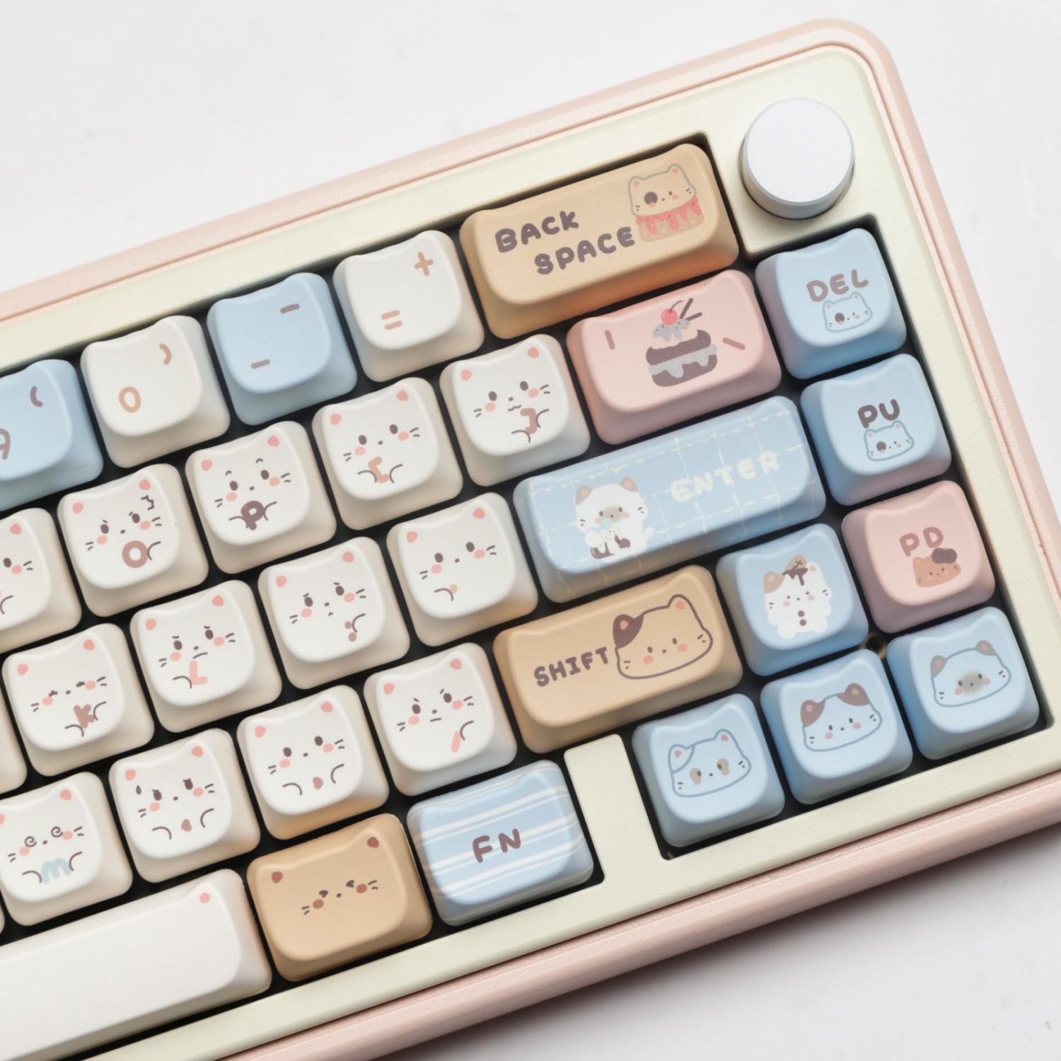Sea Salt Cat Keycap Set – 140 Keys PBT MAO Profile, Cat-inspired ...