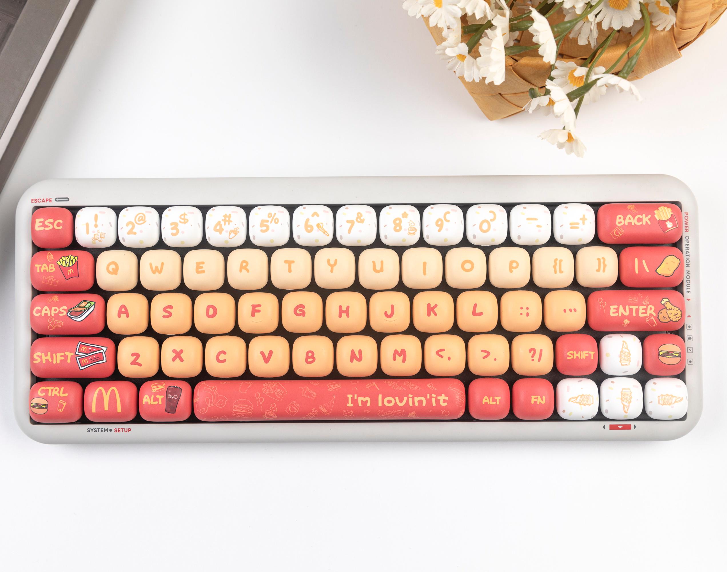 Mcdonald Burger Keycap Set, MOG 134 Keys PBT, Round Mechanical Keyboard ...