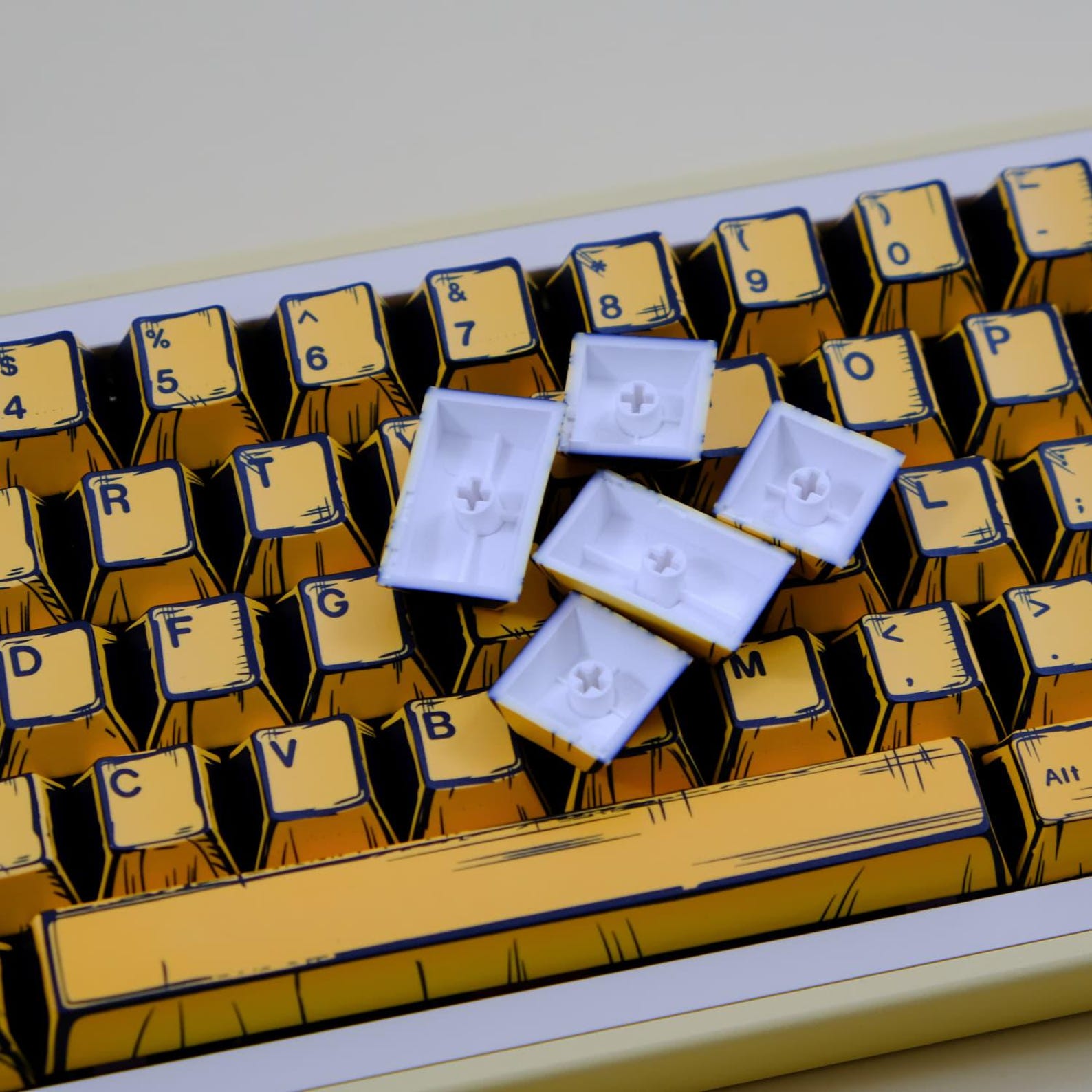 Comic Yellow Industrial Keycap Set, 148 PBT Cherry Profile, Hand-drawn ...