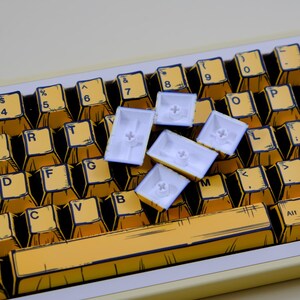 Comic Yellow Industrial Keycap Set, 148 PBT Cherry Profile, Hand-drawn ...