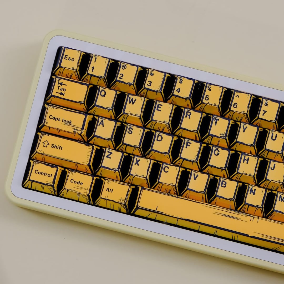 Comic Yellow Industrial Keycap Set, 148 PBT Cherry Profile, Hand-drawn ...