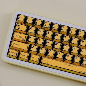 Comic Yellow Industrial Keycap Set, 148 PBT Cherry Profile, Hand-drawn ...