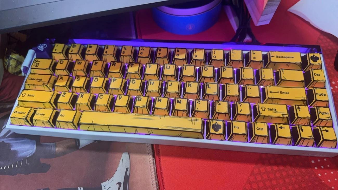 Comic Yellow Industrial Keycap Set, 148 PBT Cherry Profile, Hand-drawn ...