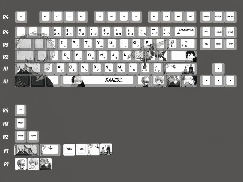 Tokyo Ghoul Anime Japanese Style Keycaps Set, Kaneki Ken Theme, One ...
