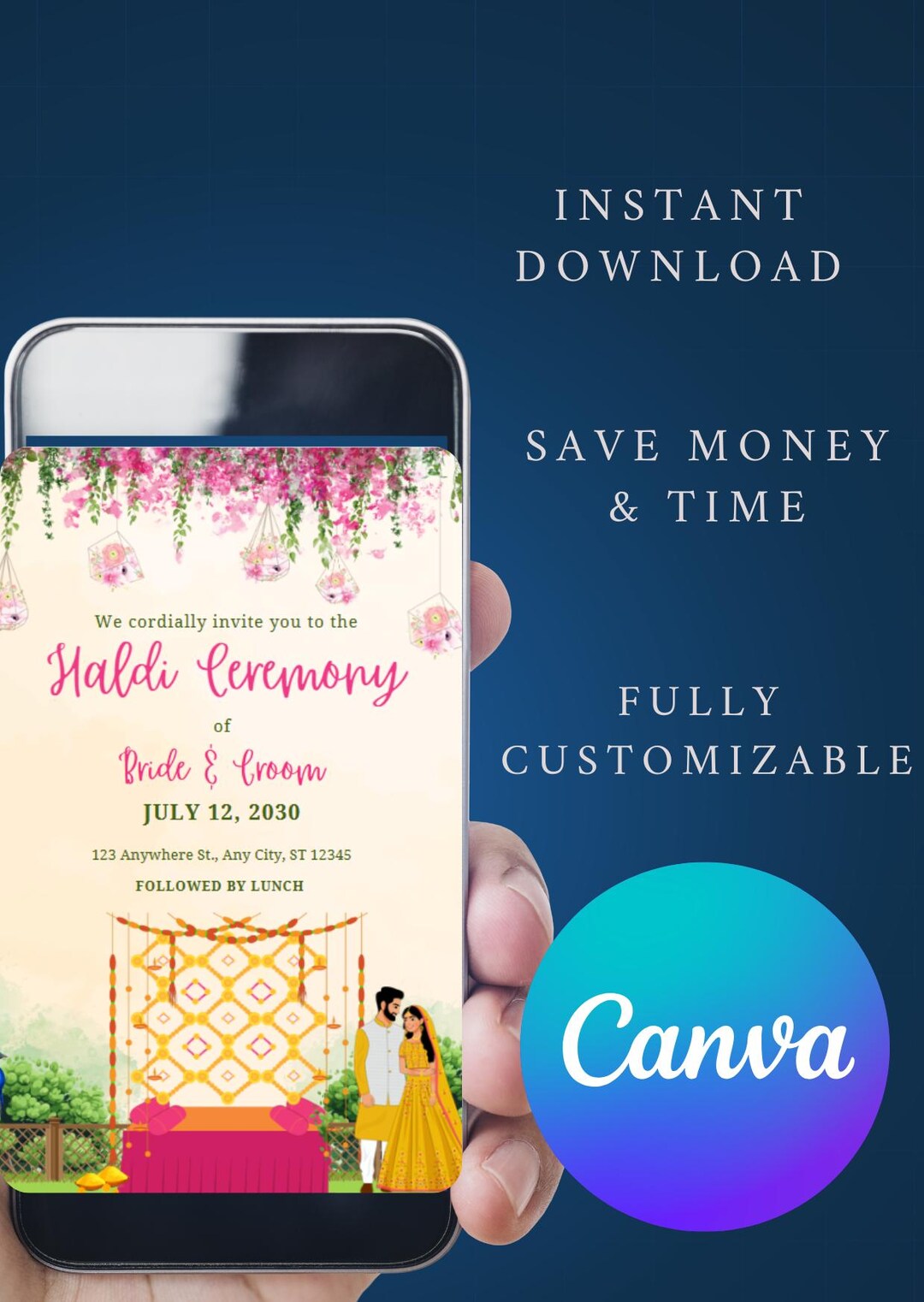 Mehndi/ Haldi Invitation Template, Editable Haldi E Invite or Mehndi ...