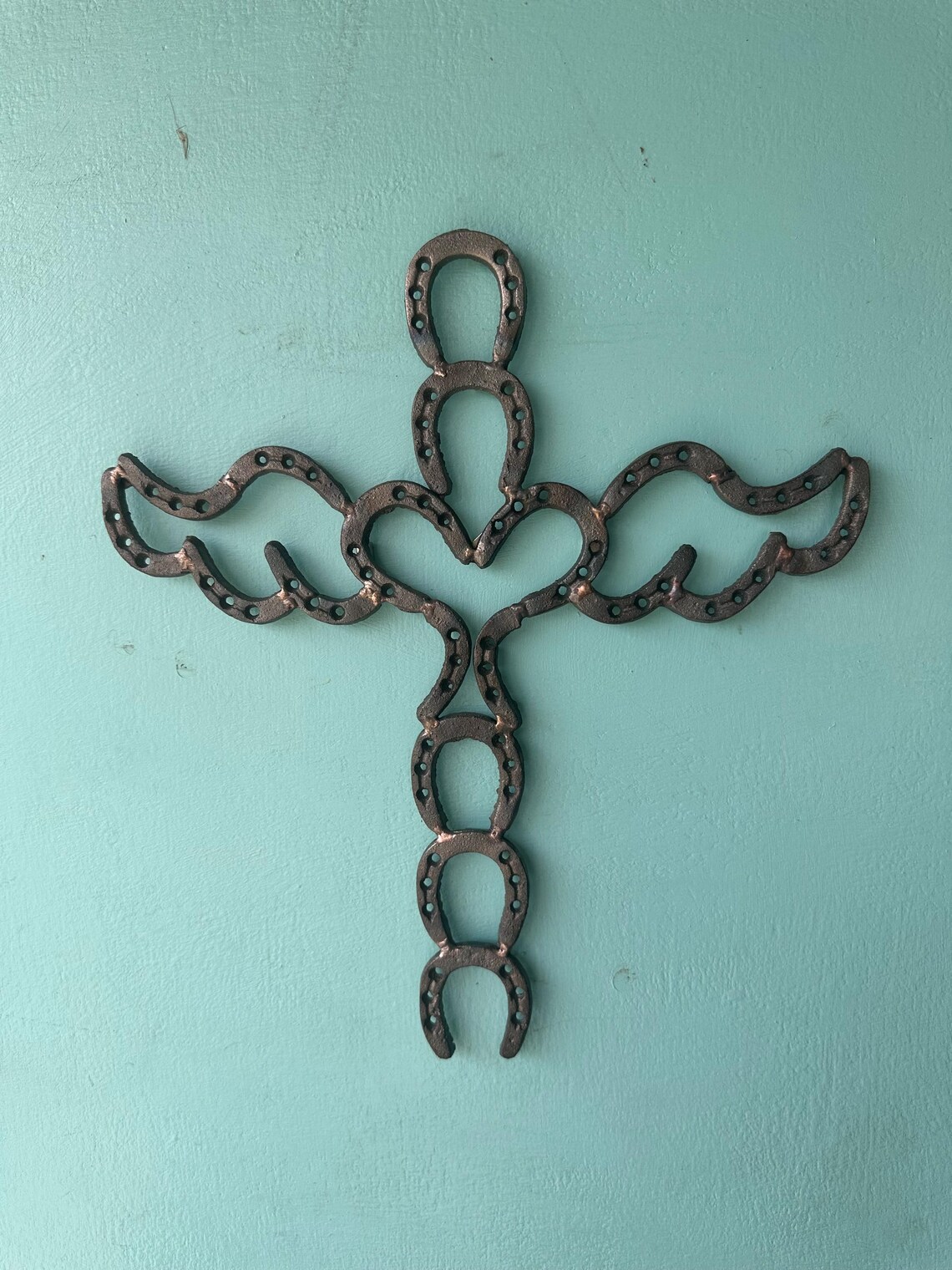 Mini Horseshoe Cross With Hear Angle Wings - Etsy