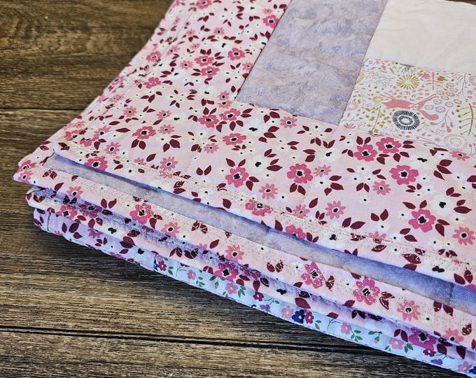 Handmade Floral Baby Girl Quilt: Soft Patchwork Crib Blanket, Unique ...