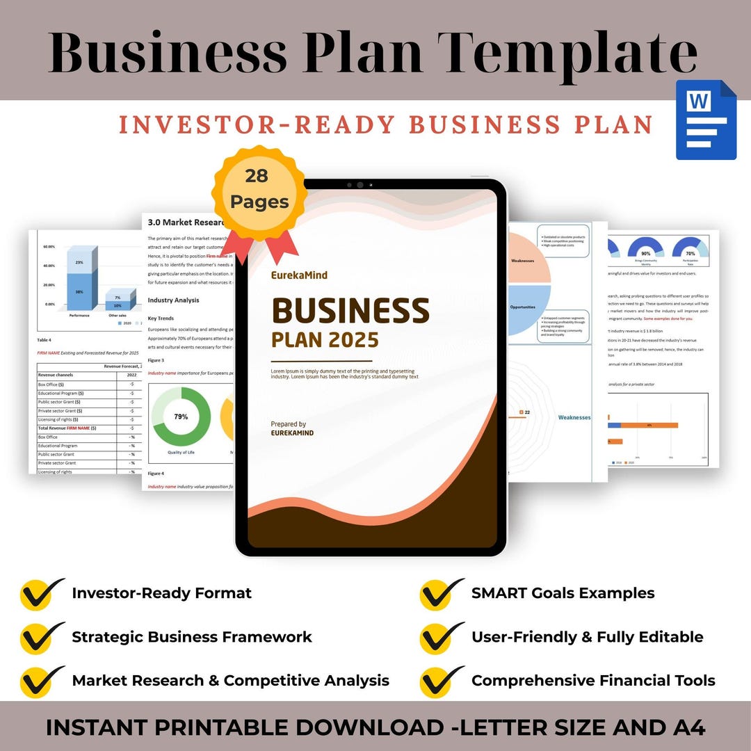 Editable Business Plan Template for Startups | Investor-ready PDF With ...