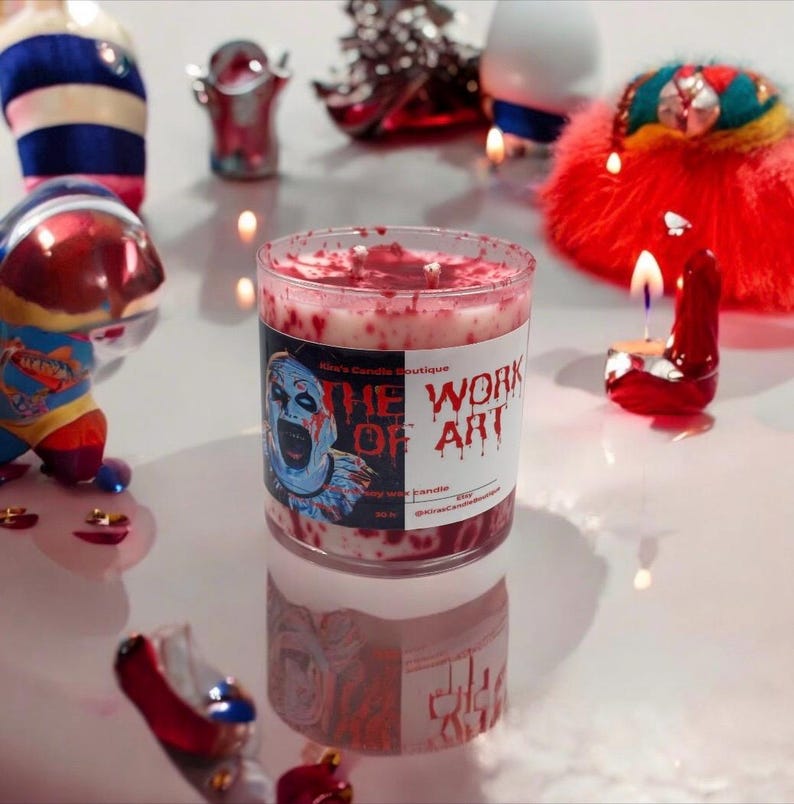 Art the Clown Terrifier Candle: Splatter Design Scented Soy Wax - Etsy