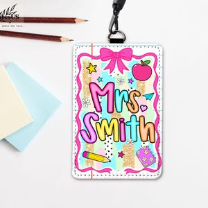 Personalized Preppy Teacher ID Badge Holder, Lanyard Accessory for ...