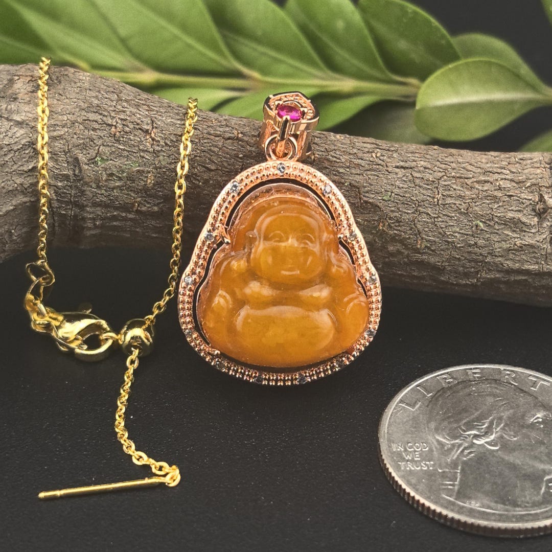24.3 Mm "laughing Buddha" Honey Amber Pendant - Certified Natural Amber ...