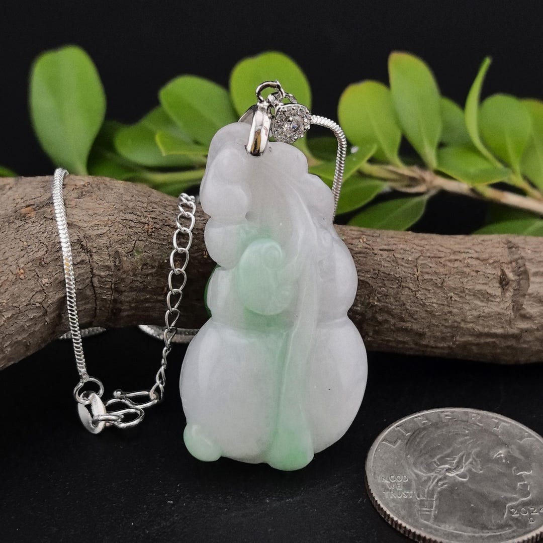 42.3 Mm Fortune Gourd With Ruyi Jade Pendant - Unique Hand-carved ...