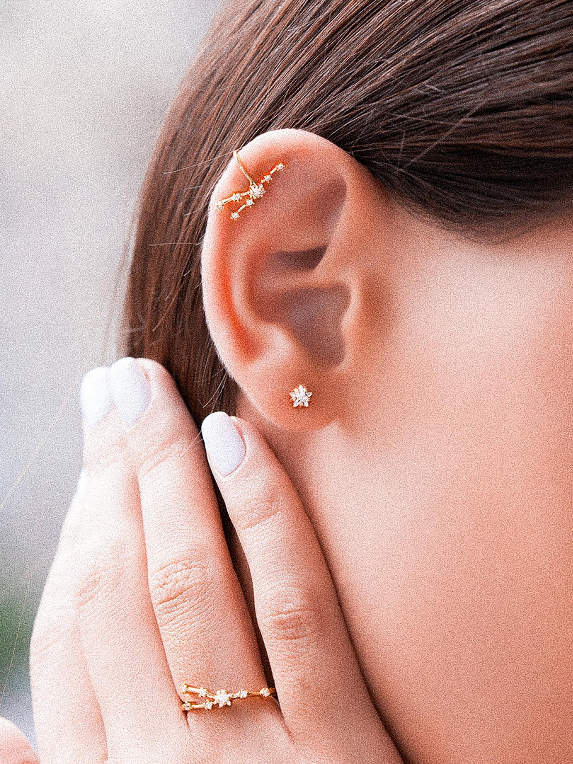 Taurus Zodiac Constellation Earrings, Mismatched Set of Star CZ Stud ...
