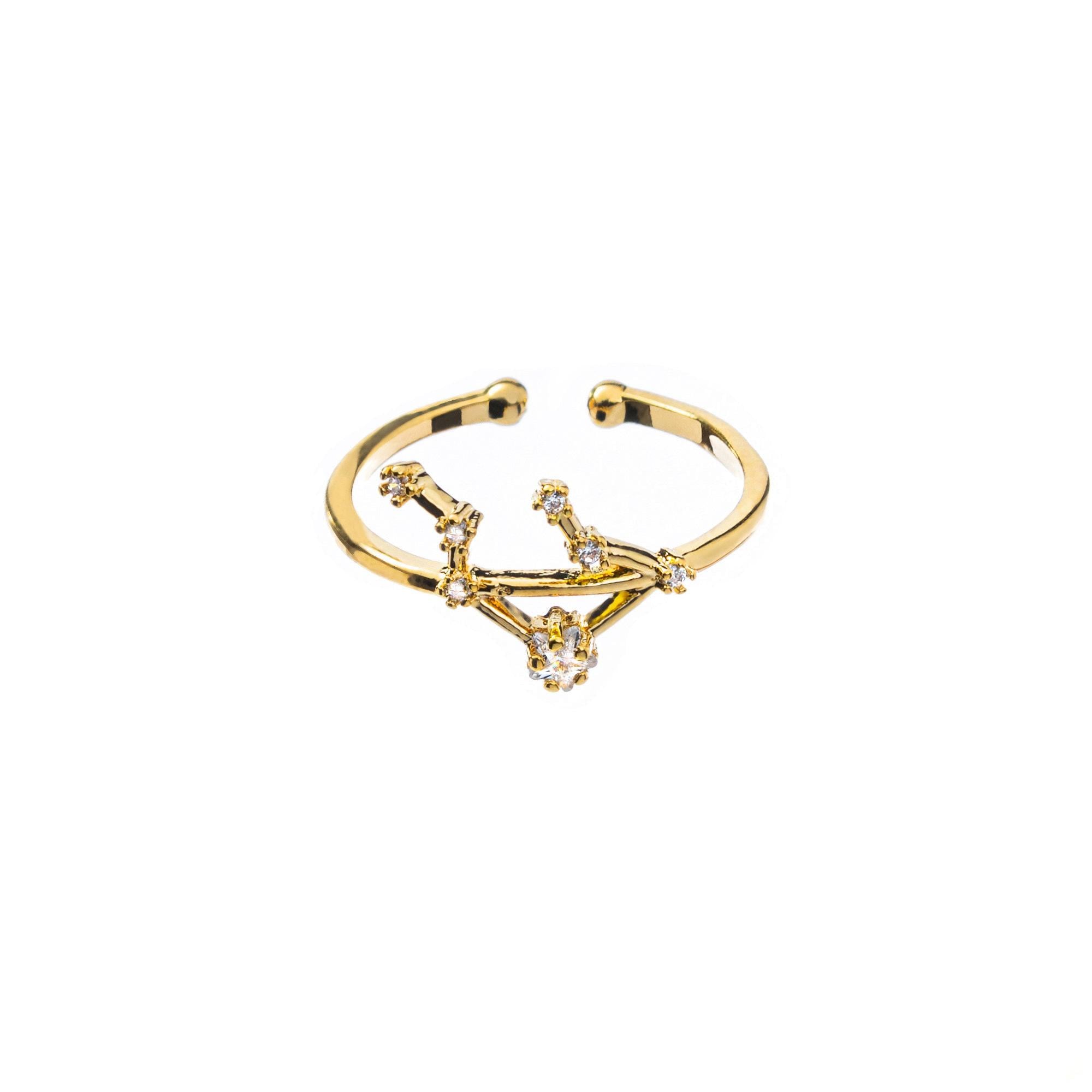 Libra Zodiac Constellation Ring, 14k Gold Plated Zodiac Ring With ...