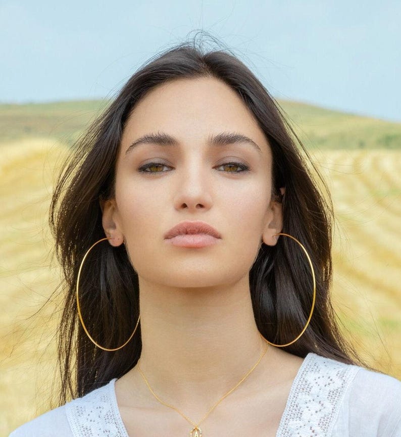 Oversized Hoop Earrings, Statement Gold Dainty Hoops, Light Weight Big ...