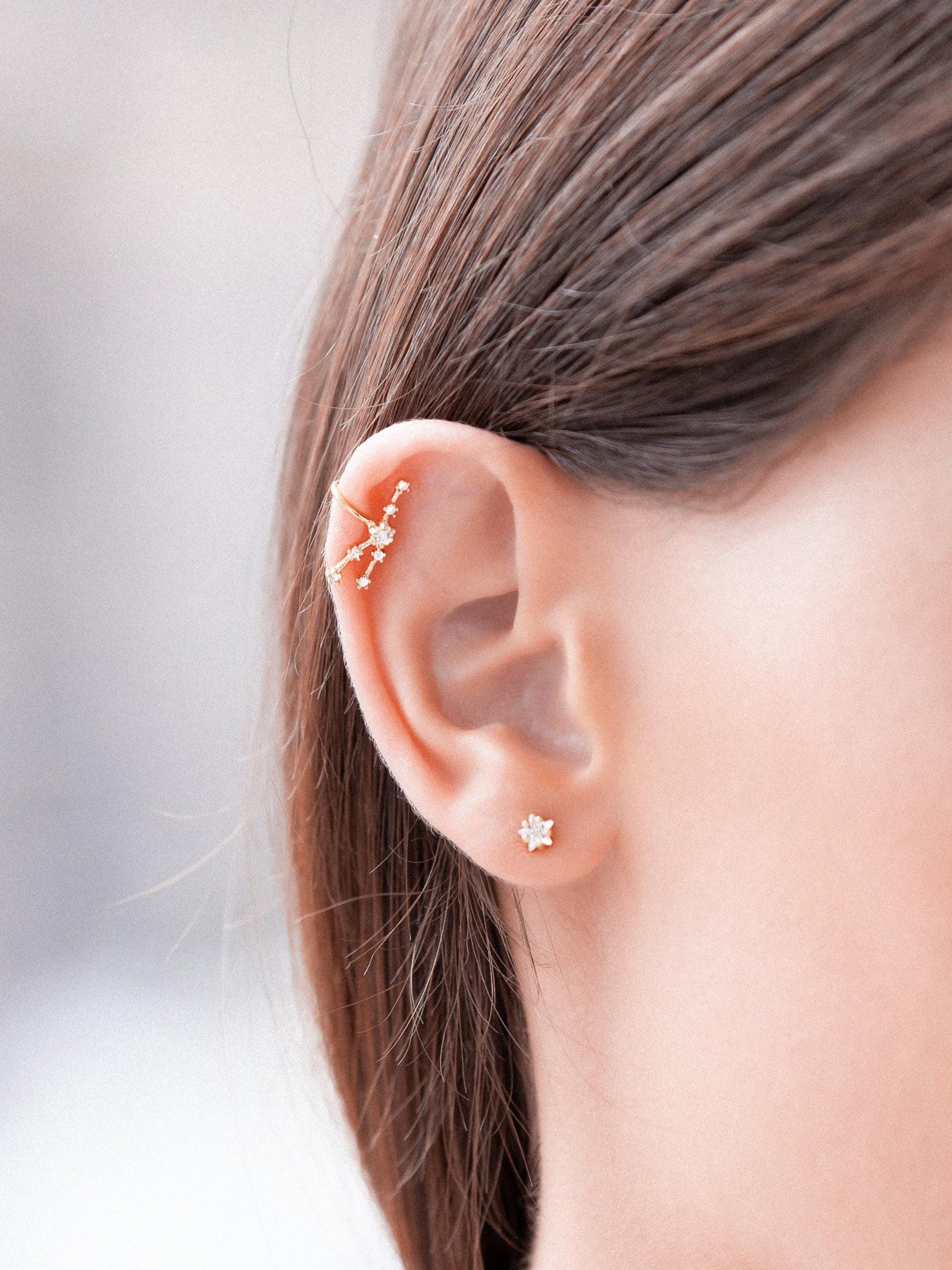 Taurus Zodiac Constellation Earrings, Mismatched Set of Star CZ Stud ...
