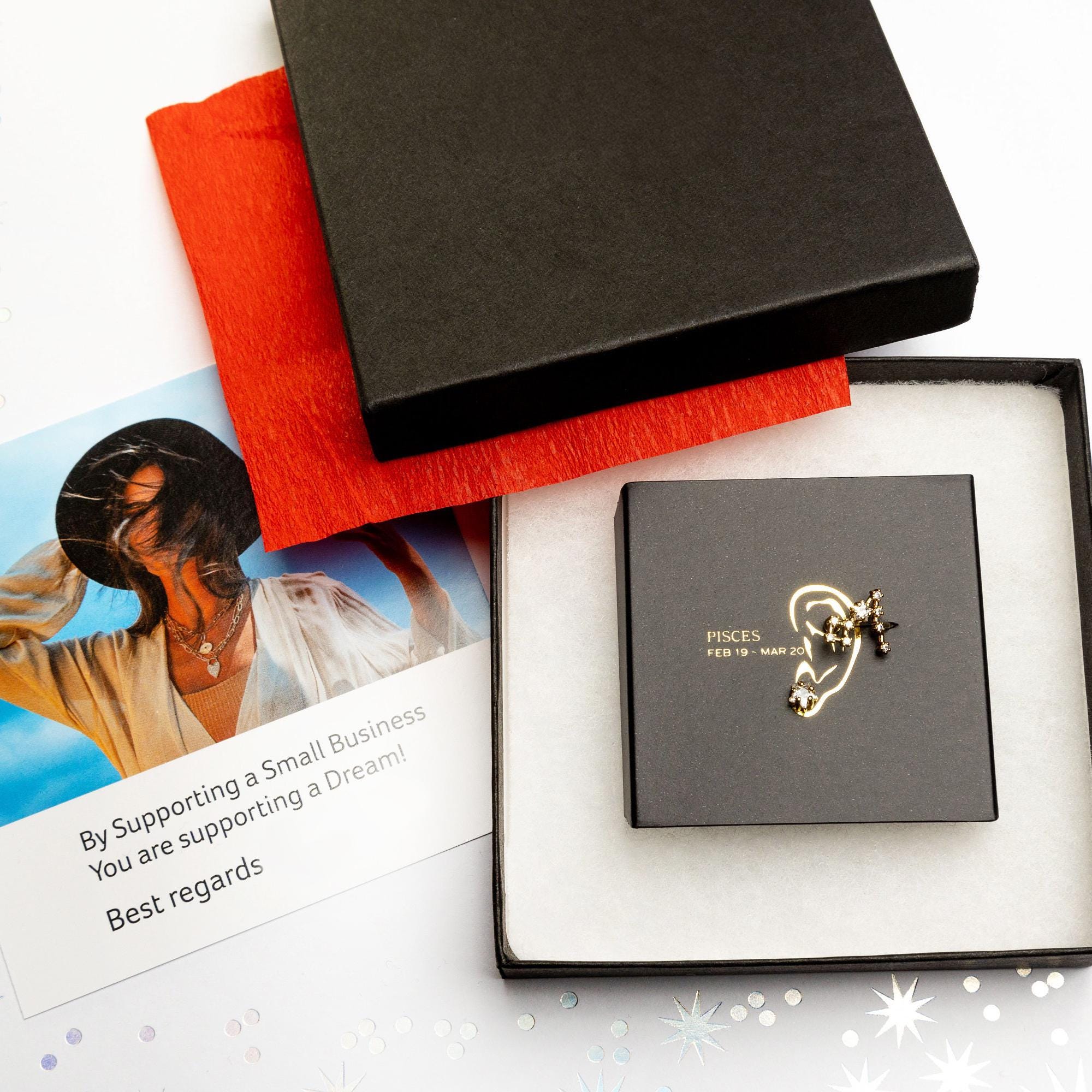 Aquarius Zodiac Constellation Earrings, Mismatched Set of Star Stud and ...