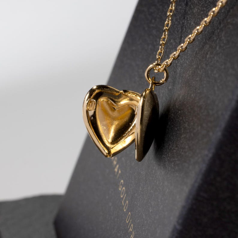 Gold Heart Locket Necklace, Heart Locket Charm Necklace, Meaningful ...