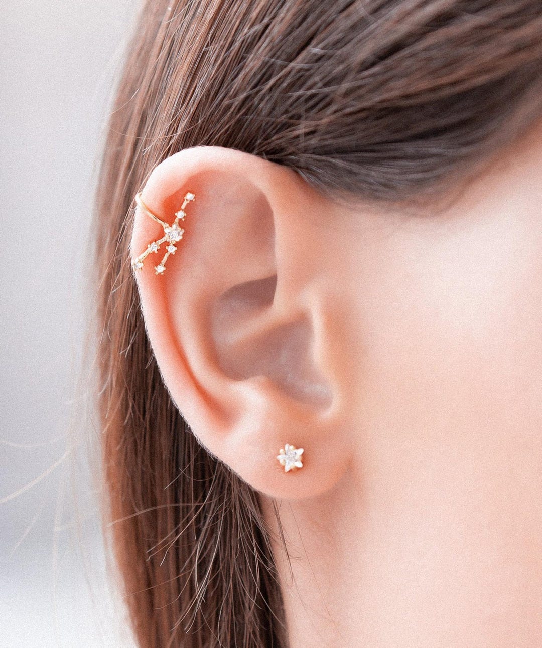 Taurus Zodiac Constellation Earrings, Mismatched Set of Star CZ Stud ...
