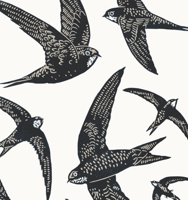 Swifts A3 Linocut Poster-print - Etsy UK