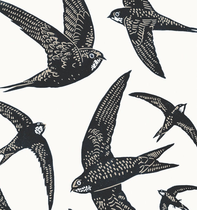 Swifts A3 Linocut Poster-print - Etsy UK