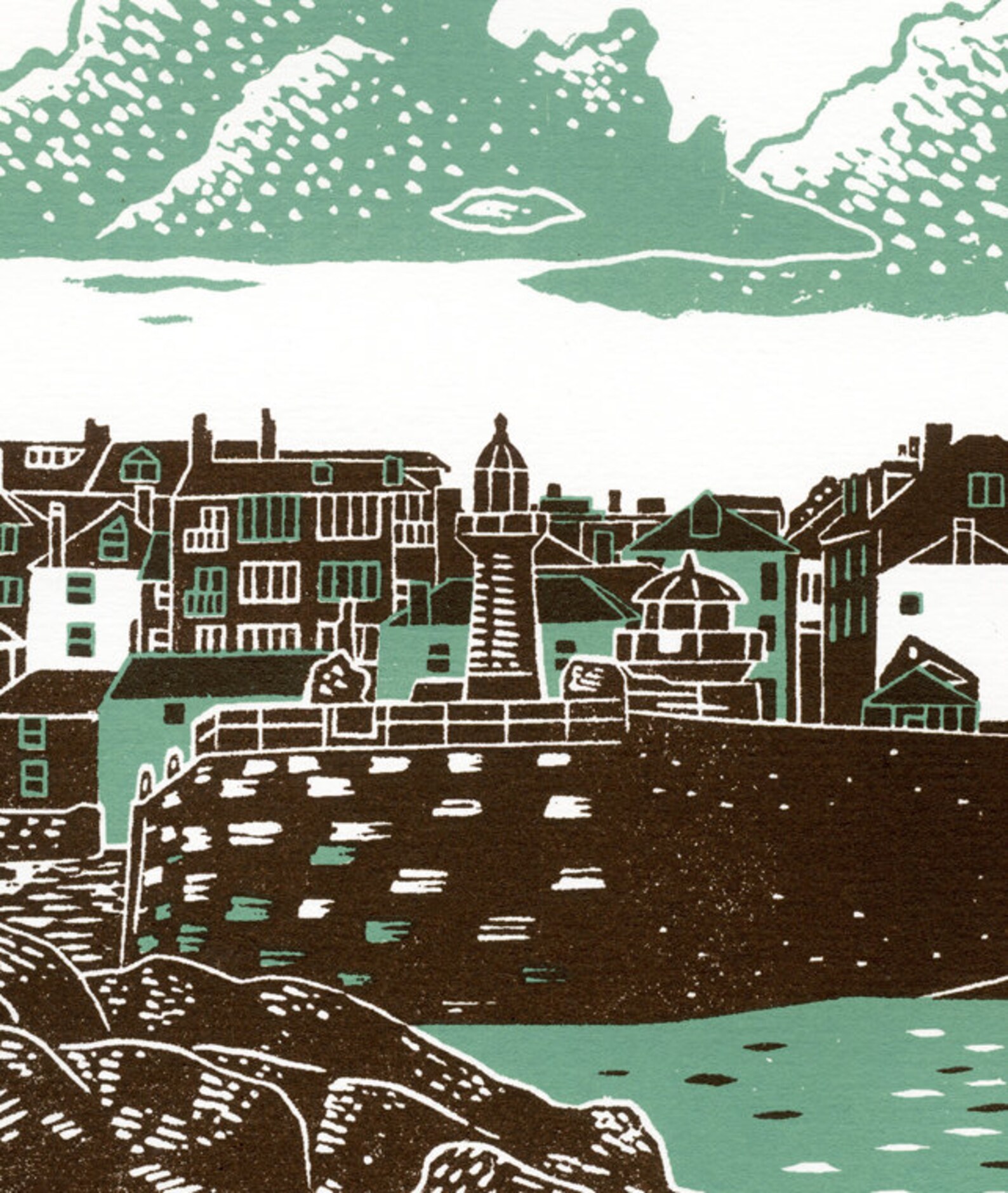 St Ives Two-colour A3 Linocut Screen-print - Etsy