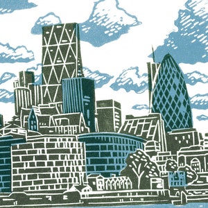 London City View A3 Poster-print in Light Blue and Dark Green - Etsy